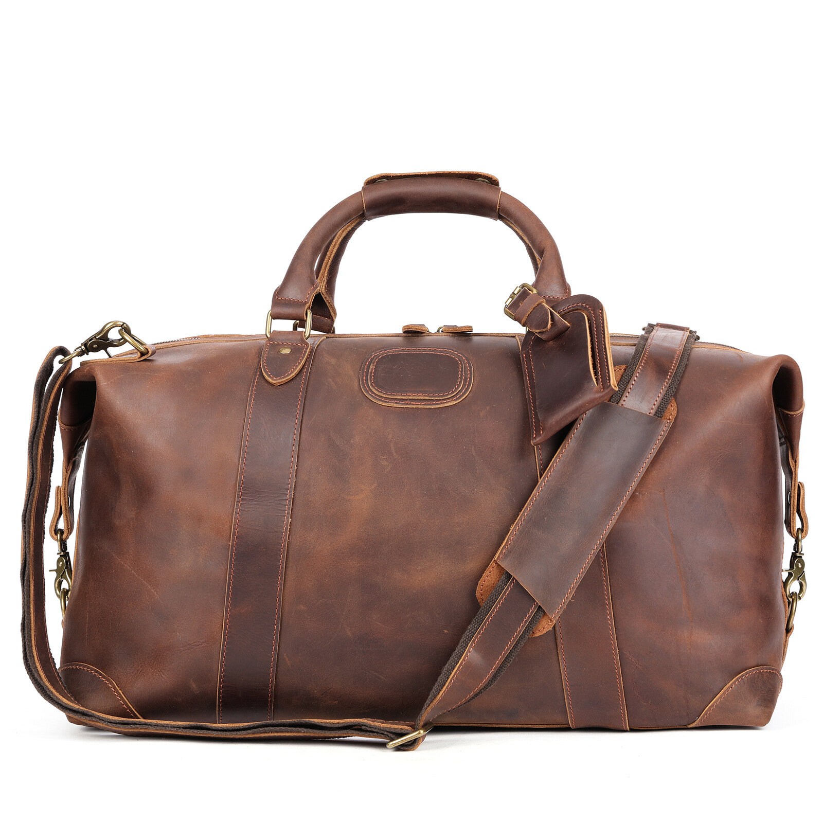 Мужская дорожная сумка из натуральной кожи Crazy Horse в стиле ретро, высококачественная сумка для багажа из воловьей кожи первого слоя, дорожная сумка для мужчин на короткие расстояния