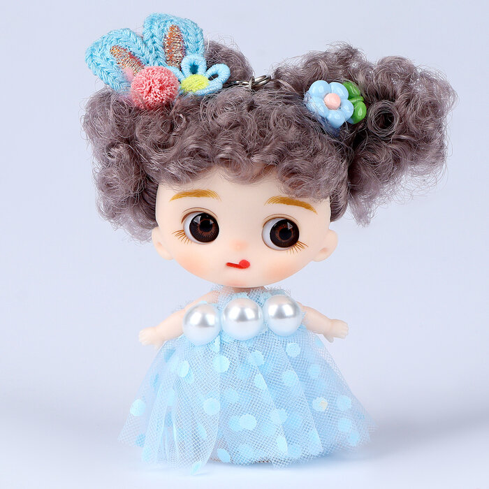 Брелок малышка "Куколка" с двумя хвостиками, 9 см, от 3 лет, цвет голубой