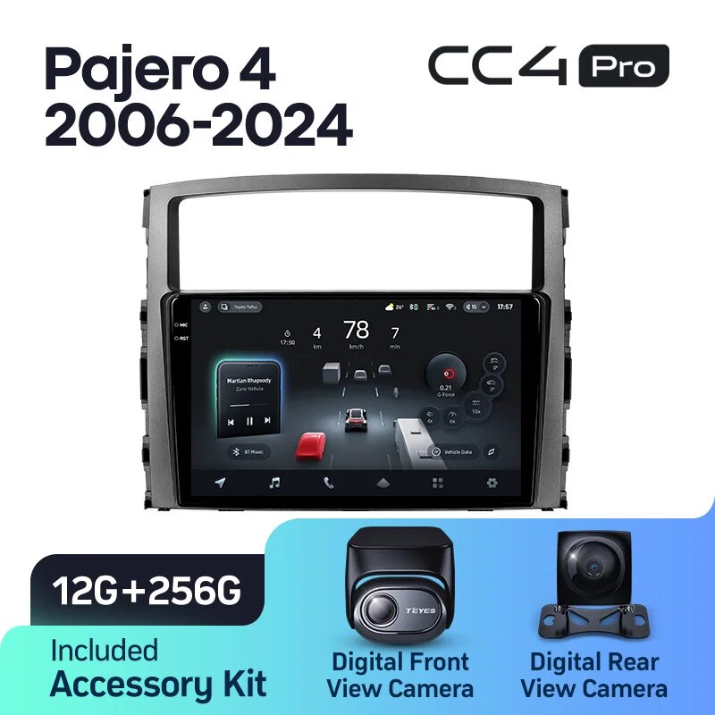 TEYES Тиайс CC4 PRO Штатная магнитола For Мицубиси Паджеро 4 V80 V90 For Mitsubishi Shogun Pajero 4 V80 V90 2006 - 2024 автомагнитола 2 DIN DVD CarPlay Android Auto мультимедиа автомобиля головное Android магнитола Pajero4 CC4pAK 256G