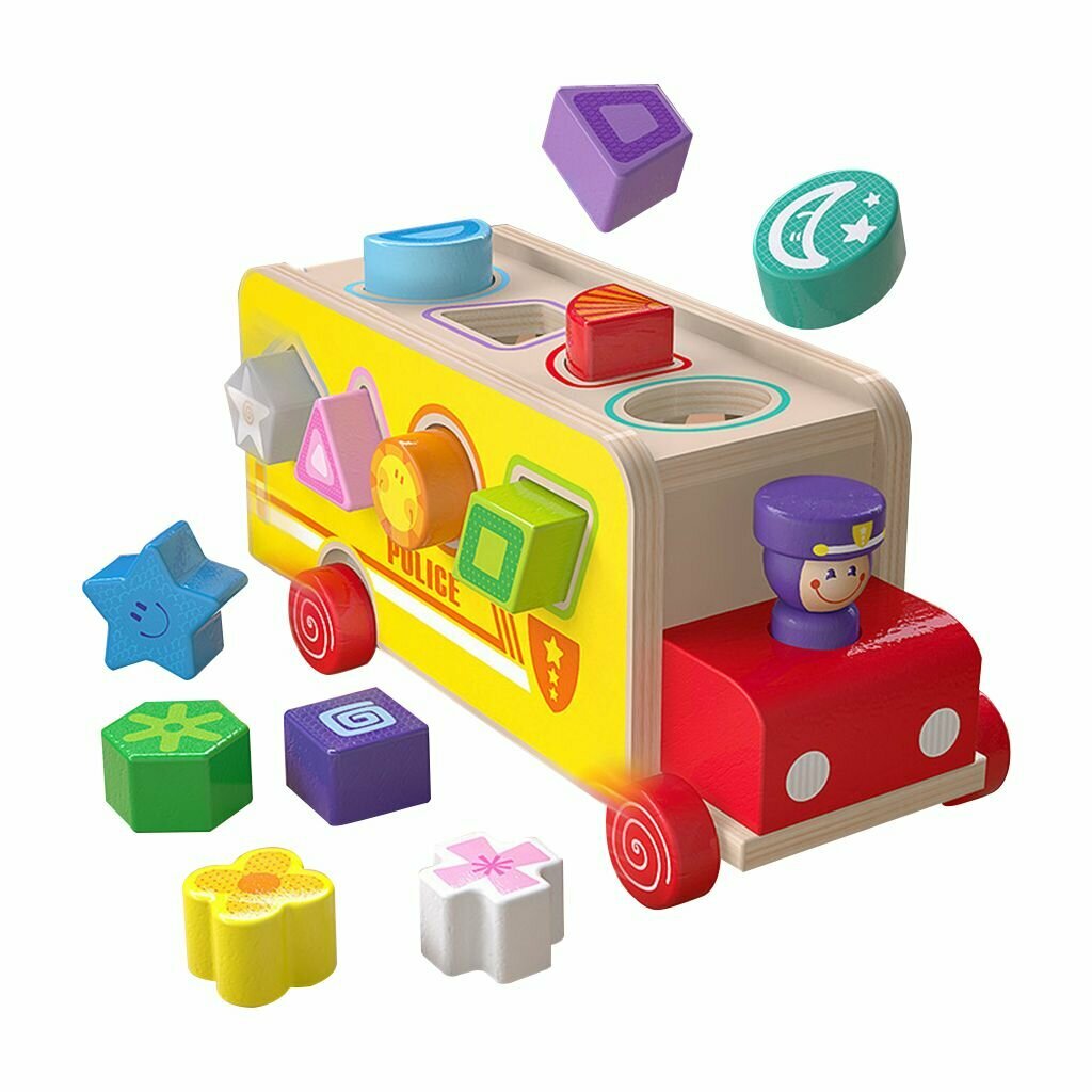 Конструктор пластиковый, Интеллектуальный буксировочный строительный блок автомобиля, детские развивающие игрушки-13-луночная полицейская машина Intelligence box