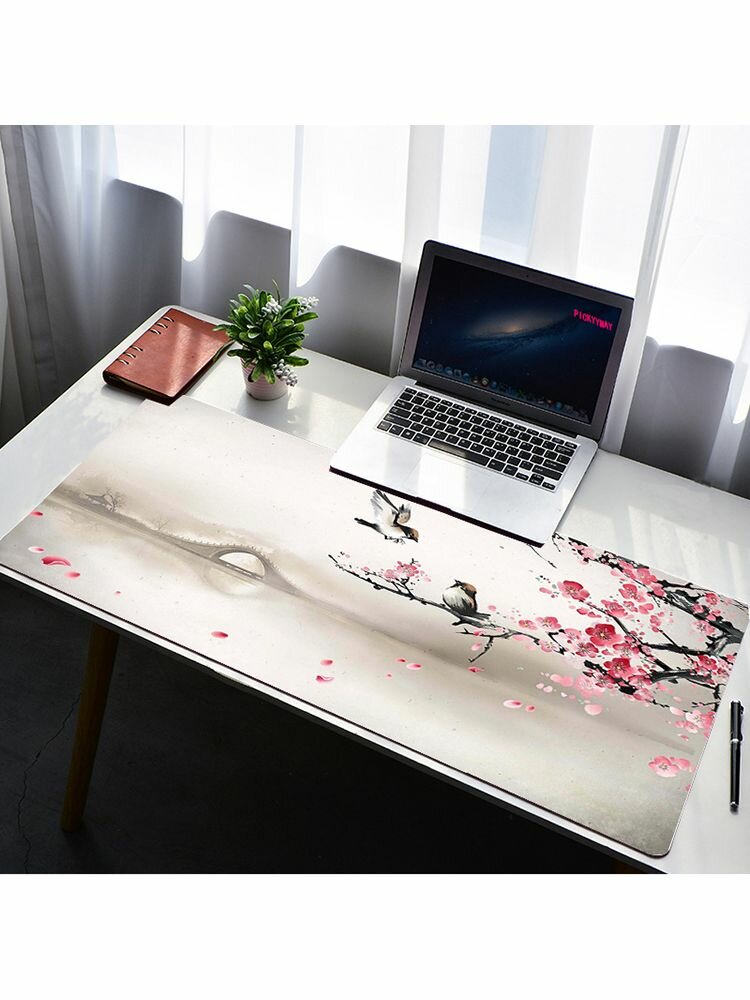 Коврик Sakura, нескользящий, для игрового компьютера, 90x40 см, розовый