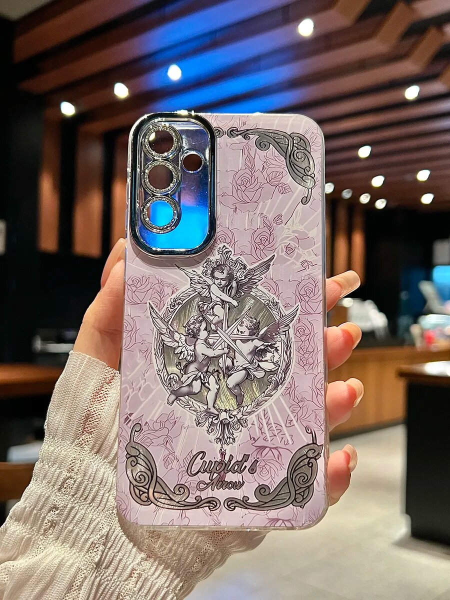 Чехол О'кейси, для Samsung Galaxy A35, с принтом ангела, сиреневый