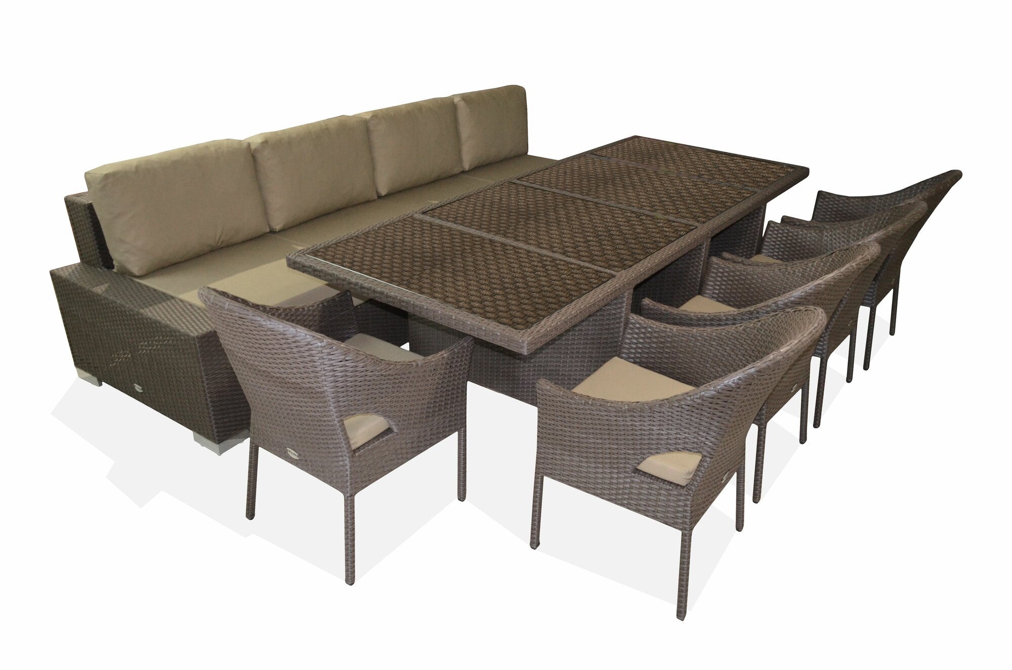 Комплект из искусственного ротанга Малибу, цвет темно-коричневый, 10 персон