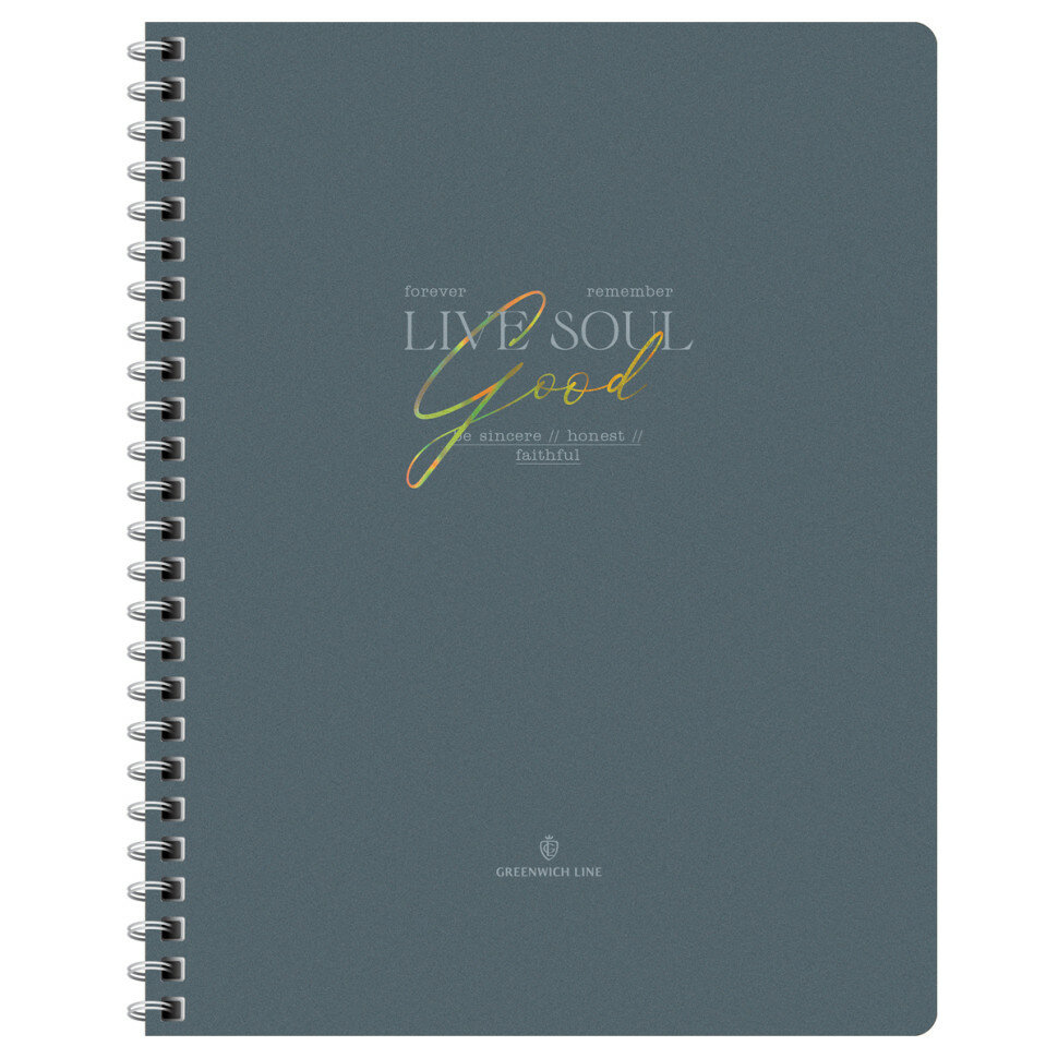 Тетрадь 80л, А5, клетка на гребне GreenwichLine "Honestum", матовая ламинация, тиснение фольгой, 80г/м2, 360663