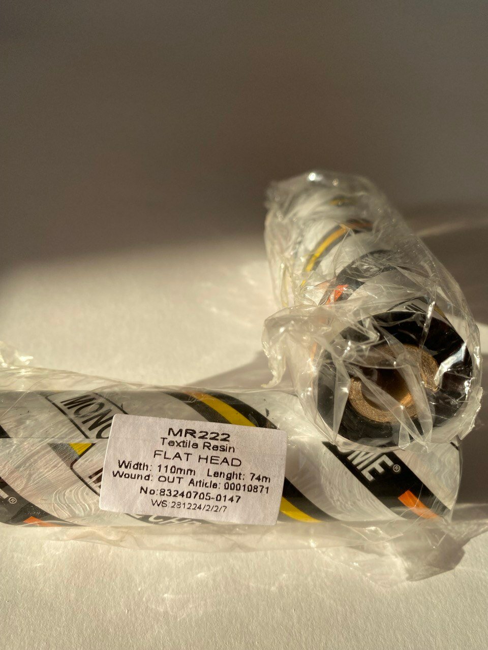 Лента красящая термотрансферная Monochrome MR222 Resin for Textile 110 мм х 74 м, вт. 0,5", Out