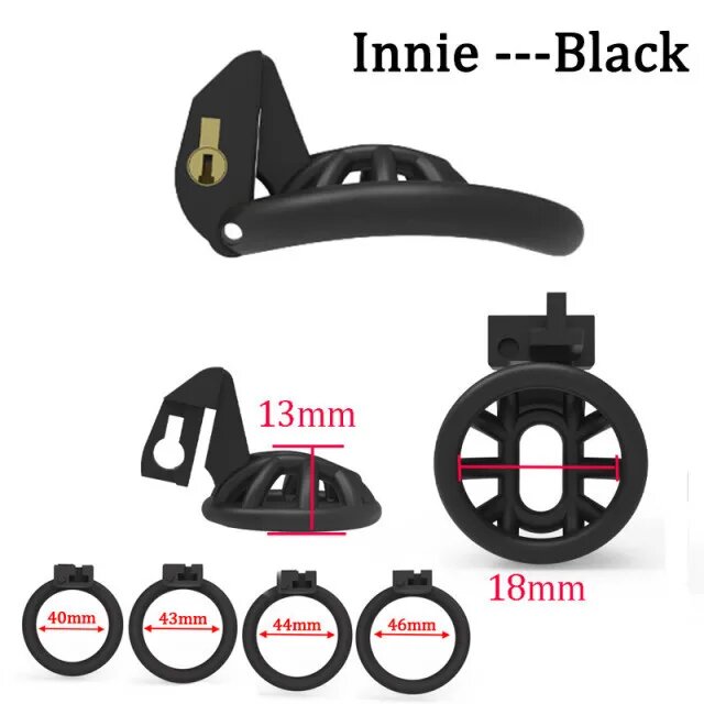 Innie/Micro/Stub клетка целомудрия для секса Сисси секс-игрушки 4 размера кольца на Black Innie
