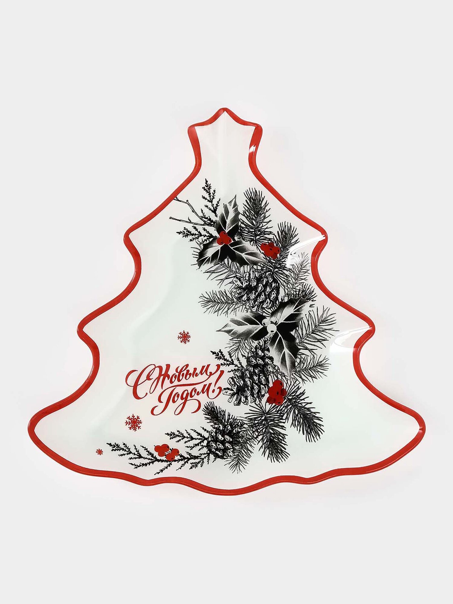 Блюдо сервировочное ёлочка "С Новым Годом" 24,5х24,7х2 см , цвет разноцветный