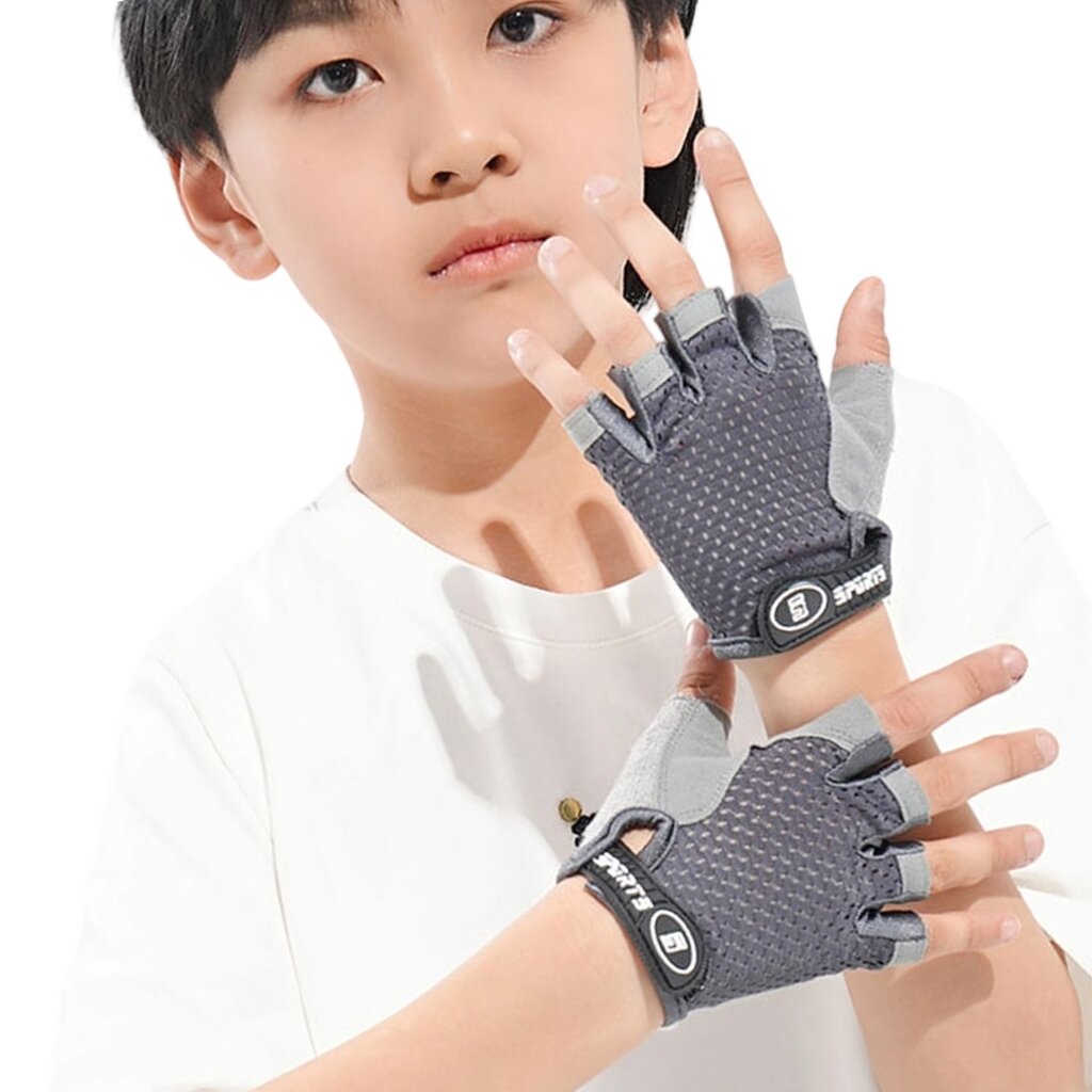 Детские велосипедные перчатки с полупальцами, дышащие спортивные перчатки с защитными ладонями для активного отдыха на велосипеде и скутере