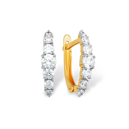 Серьги золото, 585 проба, фианит