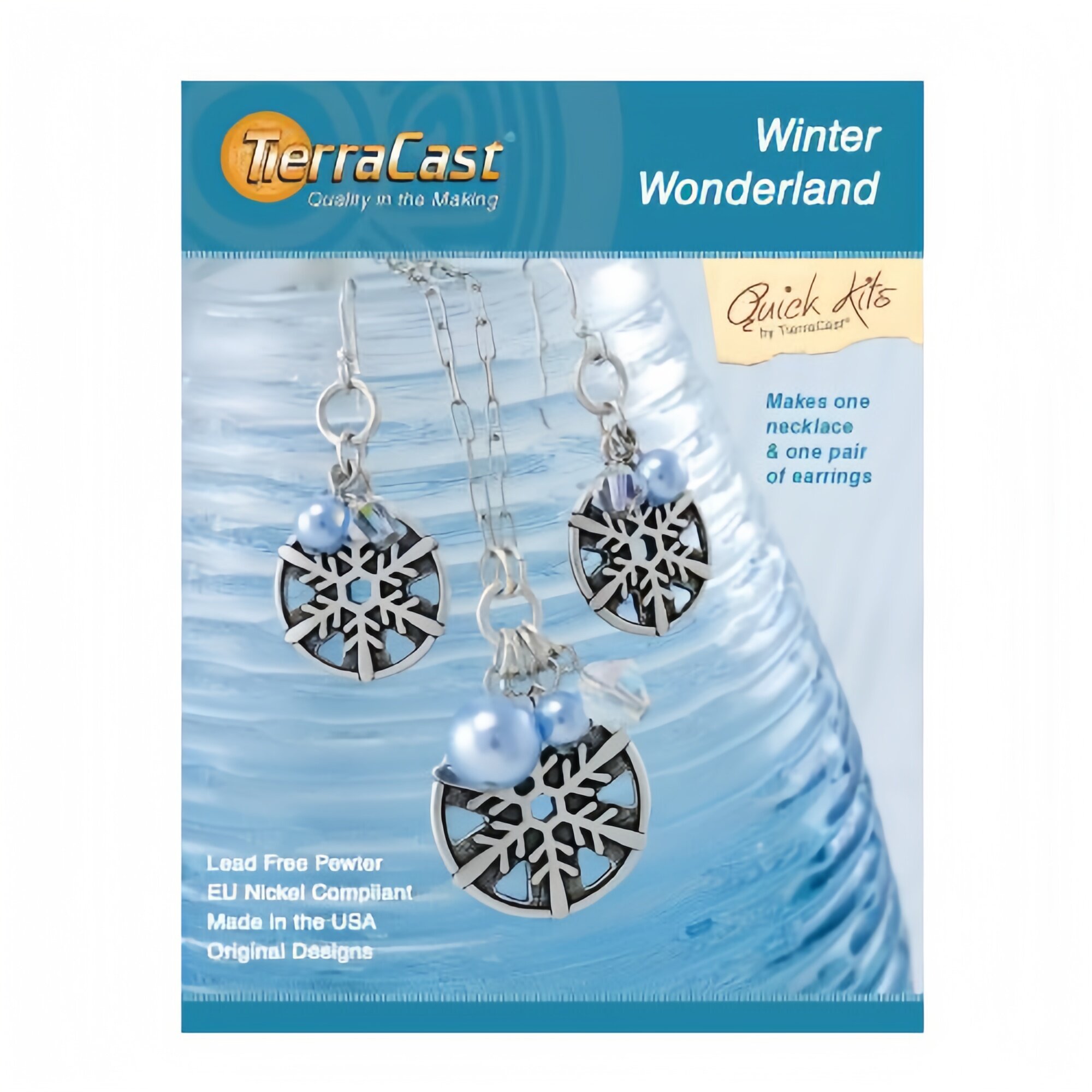 Набор для сборки комплекта украшений, TierraCast, серьги и кулон Winter Wonderland, посеребренные, 1 шт.