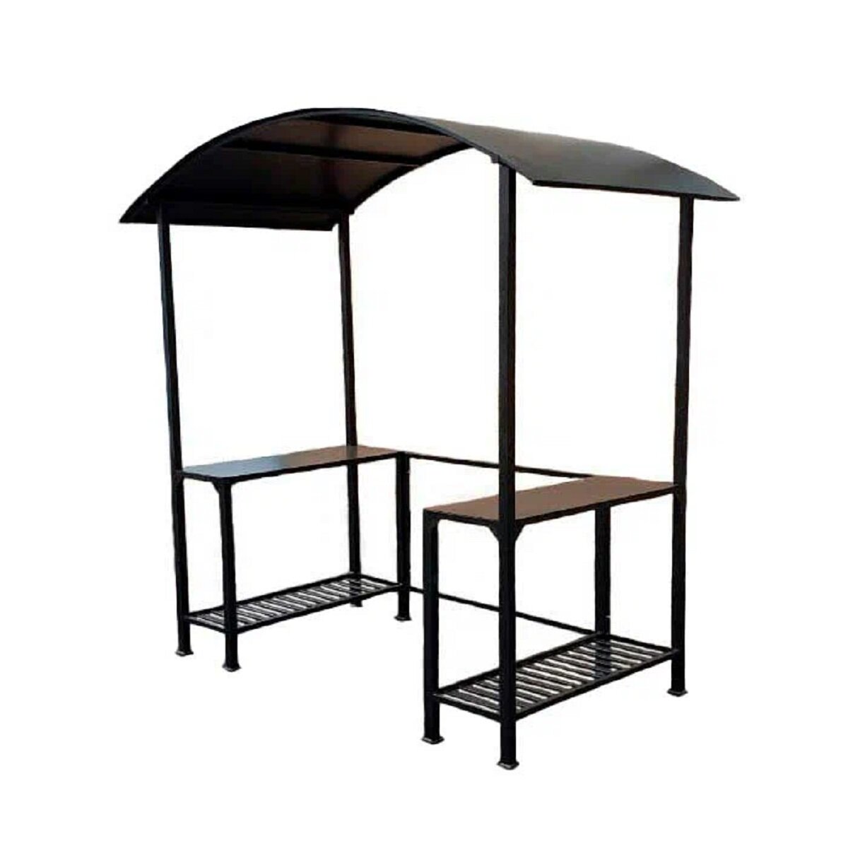 Навес-беседка "Лира - МГ30" для мангала и гриля со столами и с дровницей цельносварной