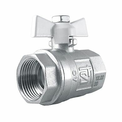 Кран шаровой 3/4" ВВ бабочка никелированный, STI