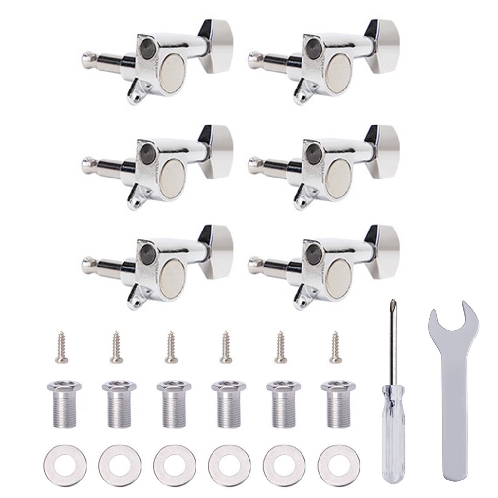 Набор полностью закрытых струнных кнопок для электрогитары-серебристый