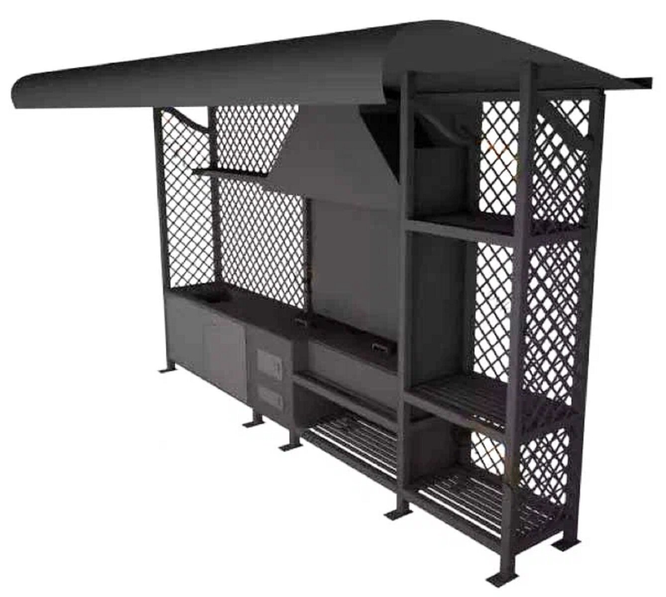 Мангальный комплекс Компакт-М с дровницей, стационарный, металл