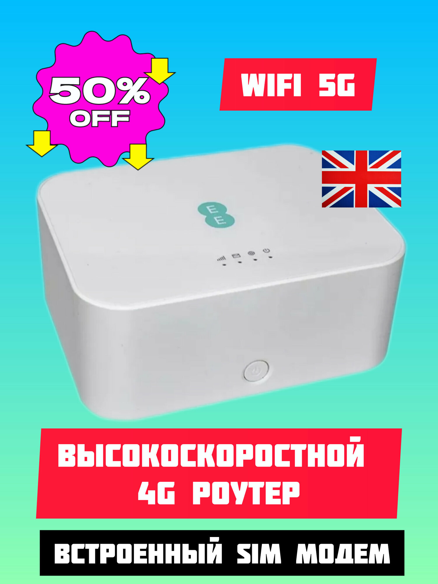 Роутер Alcatel D412, 300 Мбит/с, 2 LAN-порта, SIM-карты 3G, 4G