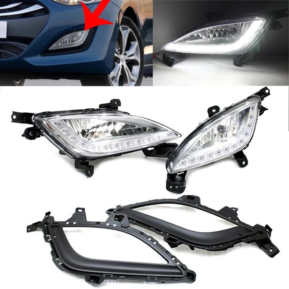 Противотуманные фары на передний бампер автомобиля для Hyundai Elantra GT I30 2012 2013 2014 2015 2016, дневные ходовые огни в сборе, противотуманные фары Right Light no bulb