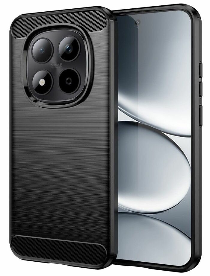 Чехол на Xiaomi Redmi Note 15 5G силиконовый карбон сталь чёрный