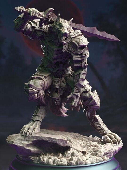 Вервольф рыцарь, игровая фигурка для раскрашивания (база 25 мм)