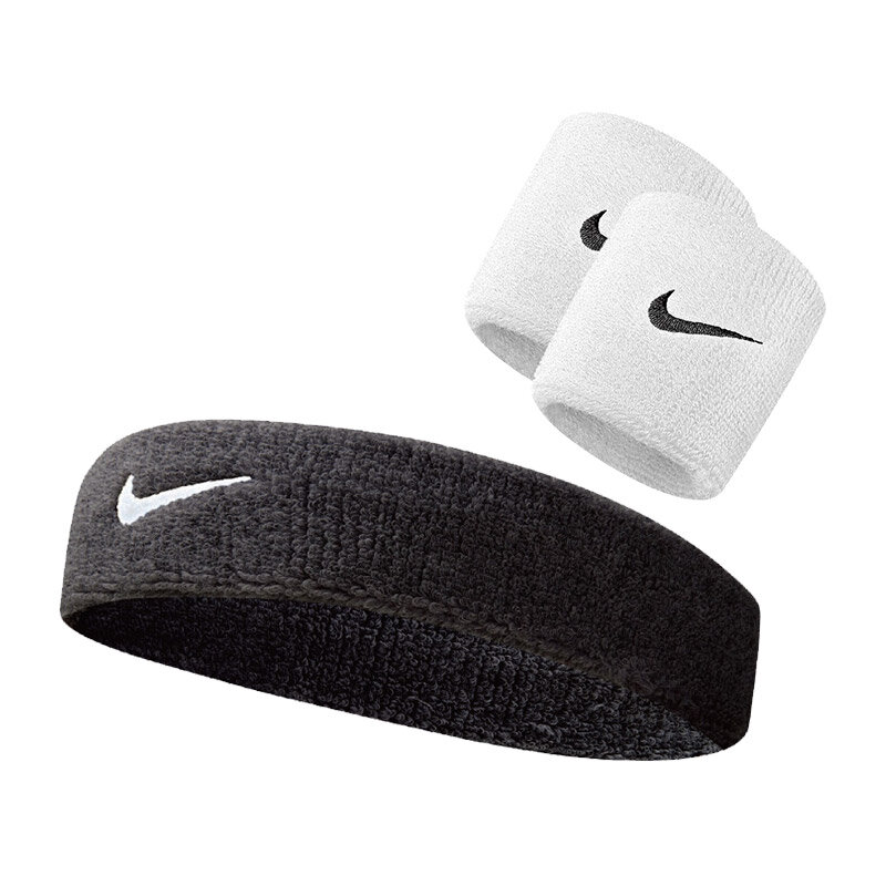 Напульсники унисекс Nike дышащие защитные, белые/черные, хлопковые, 07010