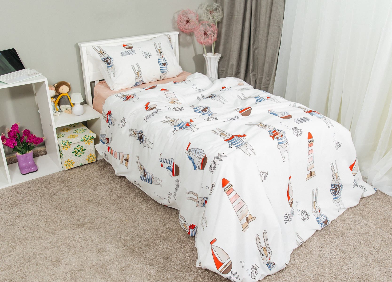 Детское постельное бельё Sweet 1,5 спальное Dreams Marine Bunny для матраса 80x190