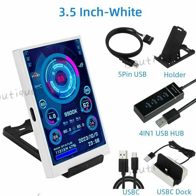 3,5 дюйма IPS TYPE-C вторичный экран 328*480 компьютер монитор CPU GPU RAM HDD USB дисплей держатель чехол LCD свободно AIDA64