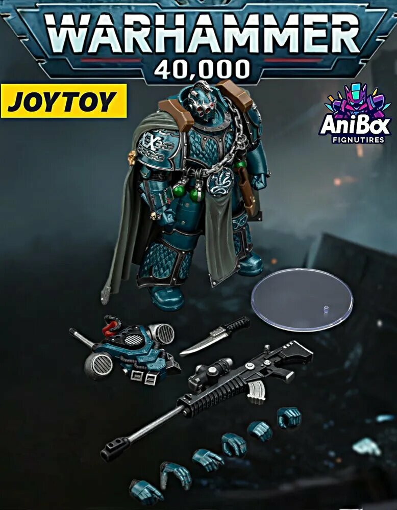 AniBox Warhammer 40000 Alpha Legion Exodus The One who is Many With Sniper Rifle And Power Dagger JOYTOY 1/18 подвижная фигурка сменные аксессуары высокая детализация