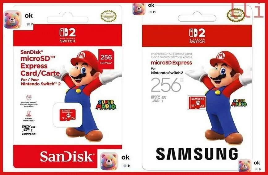 Новый стиль осени 2025 годаSanDisk or Sumsung microSD Express Card для Nintendo Switch 2 - 256 GB
