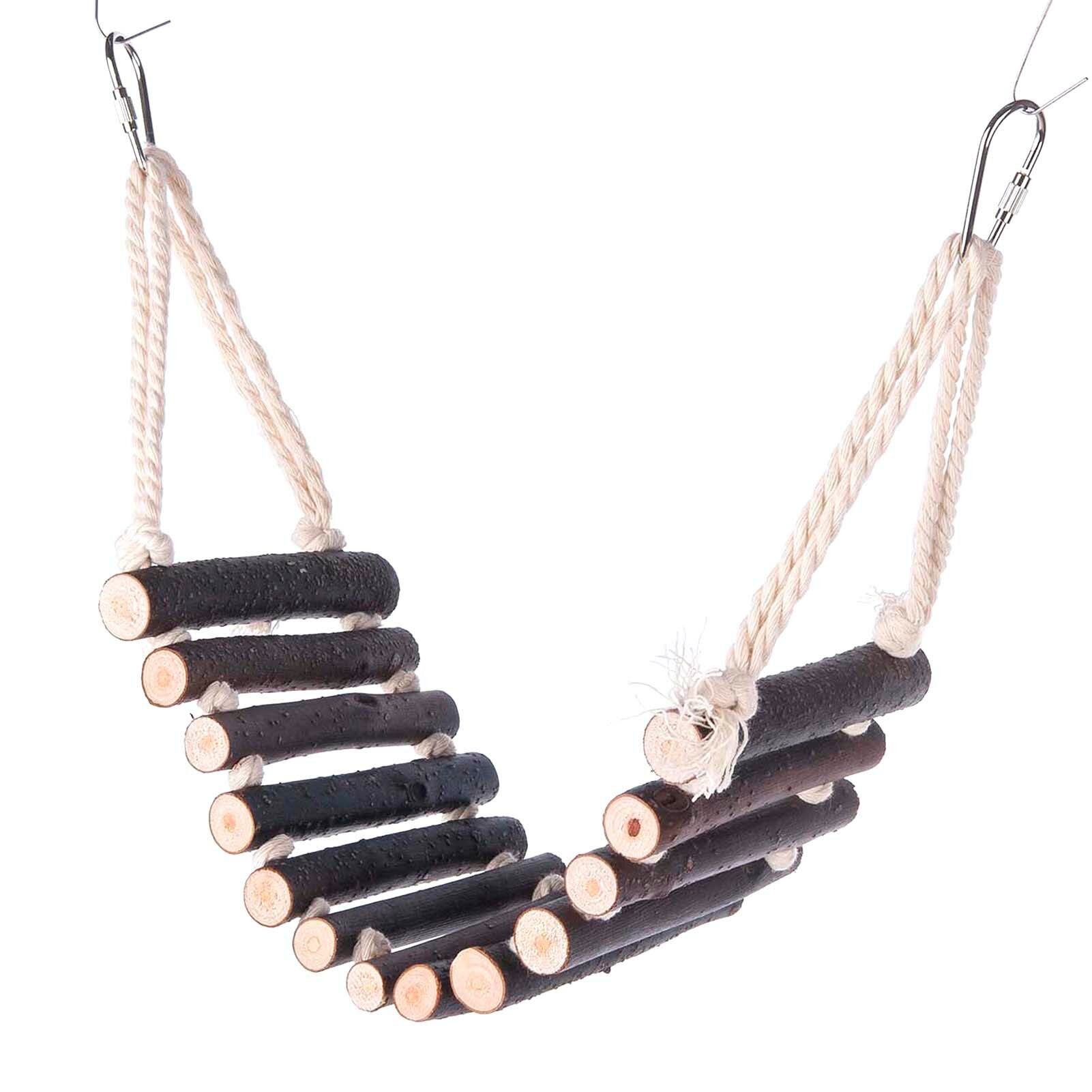 Лестница мост для птиц деревянная с веревкой 13 ступеней попугайская лестница 19.7 дюйма (50*10*1.8 см) клешень металлическая аксессуар для клетки для птиц игрушка для тренировки материал дерево металл вес 160 г упаковка 15*11*5 см вес упаковки 204 г 1