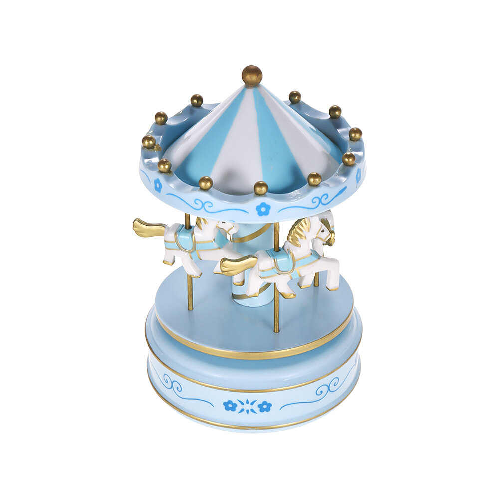 Музыкальная шкатулка Карусель Merry-Go-Round с классической мелодией, Розовый/Синий/Бледно-желтый, Пластик, Размер 10.5*18см, Вес 260г, Подарок для детей на день рождения, Рождество, фестиваль