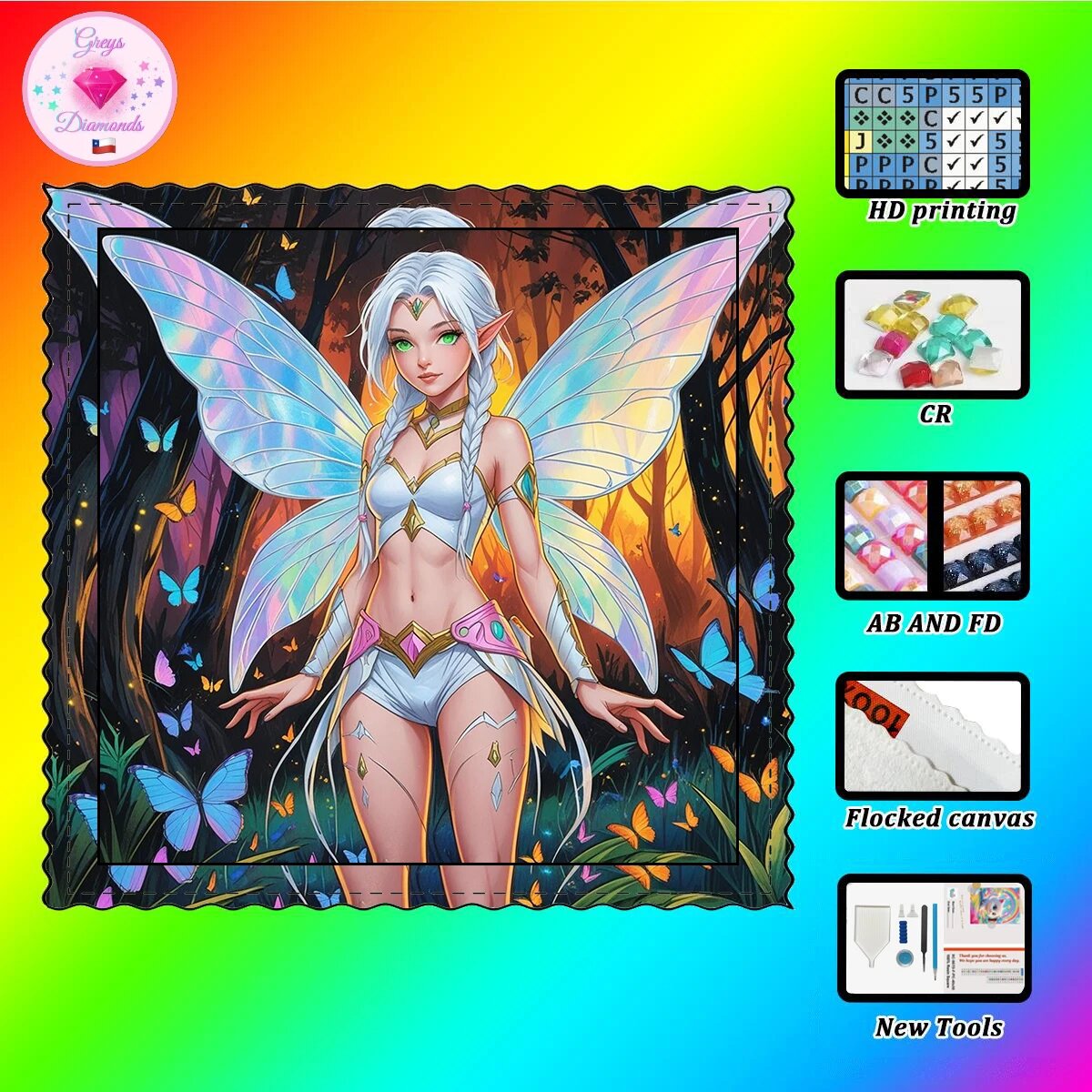 【Gheys_ Diamond Art】Эльф Кристалл AB Горный Хрусталь Фея Пыль Горный Хрусталь Идеальный Смола Алмаз