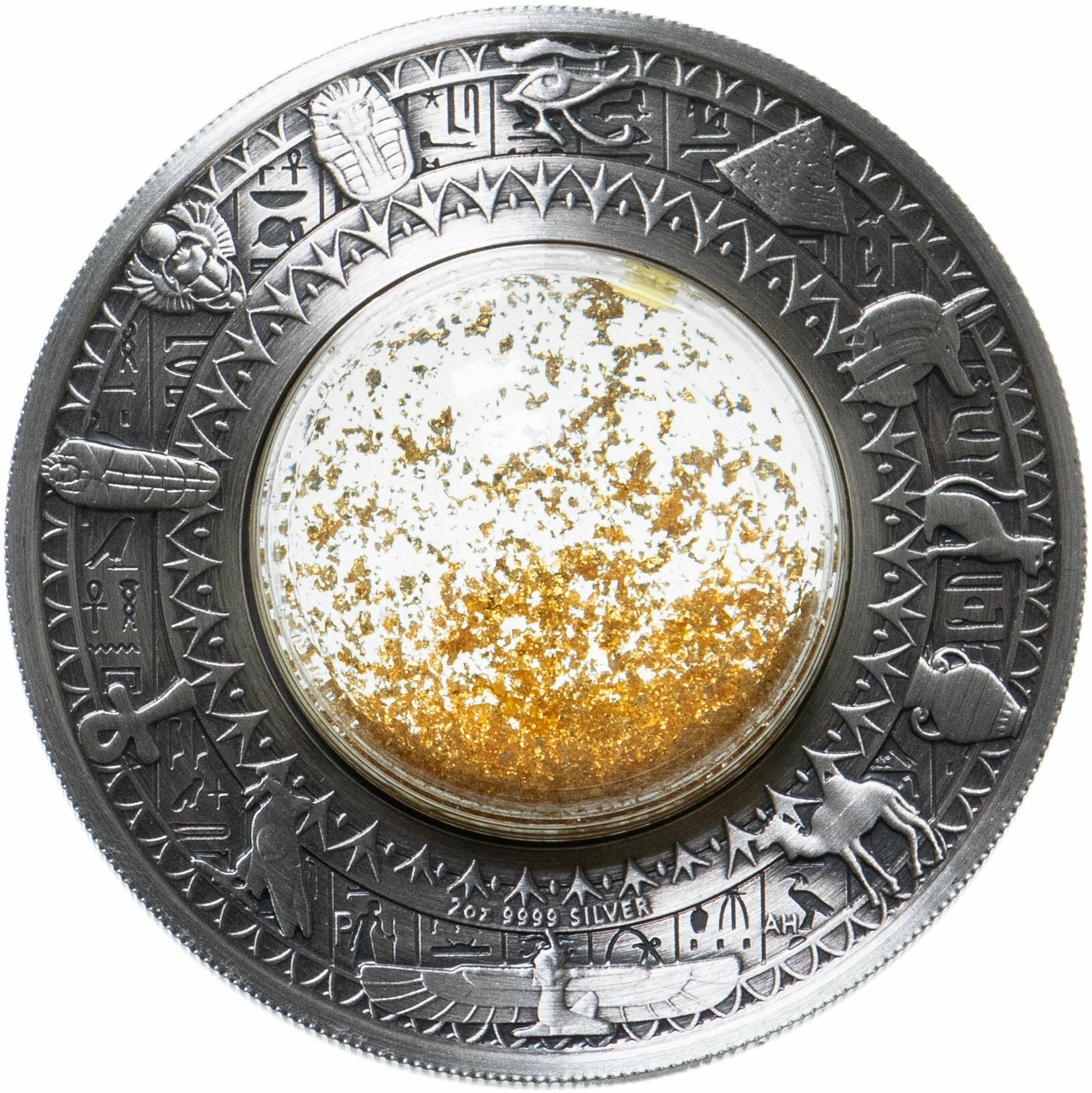 Тувалу 2 доллара 2019 "Золотые сокровища древнего Египта", в футляре с сертификатом, Серебро 999, в сохранности UNC