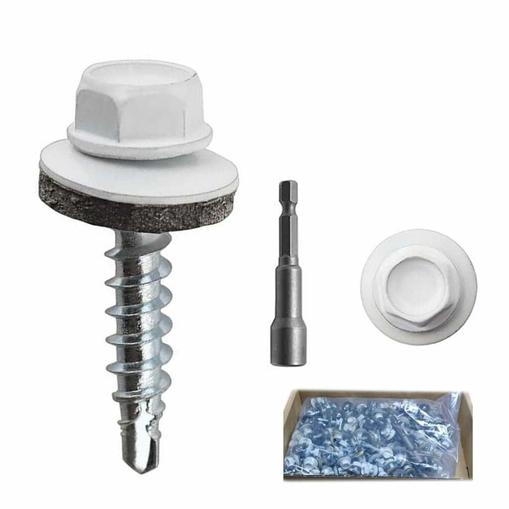 Упаковка из 300 белых шестнадцатеричных голов буровые металлические кровельные винты для деревянных предметов