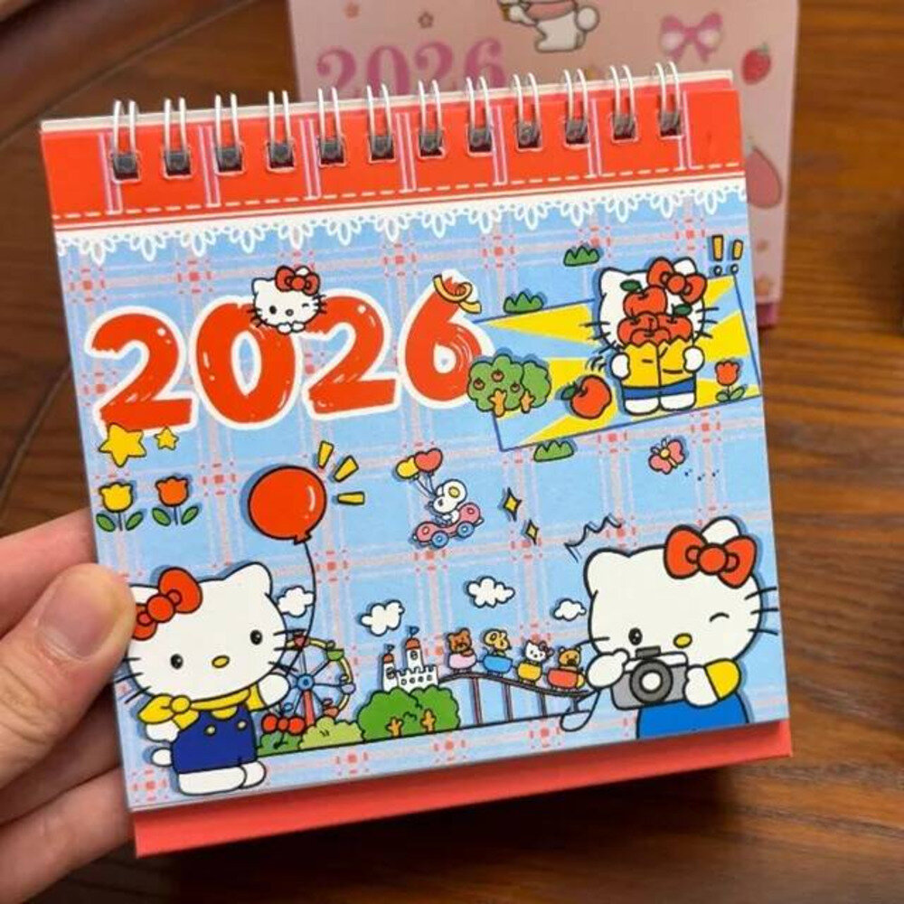 Календарь Hello Kitty на 2026 год, настольный календарь Sanrio, мультяшный календарь в стиле каваи, ежедневник, ежедневник, канцелярские товары, офисные принадлежности.
