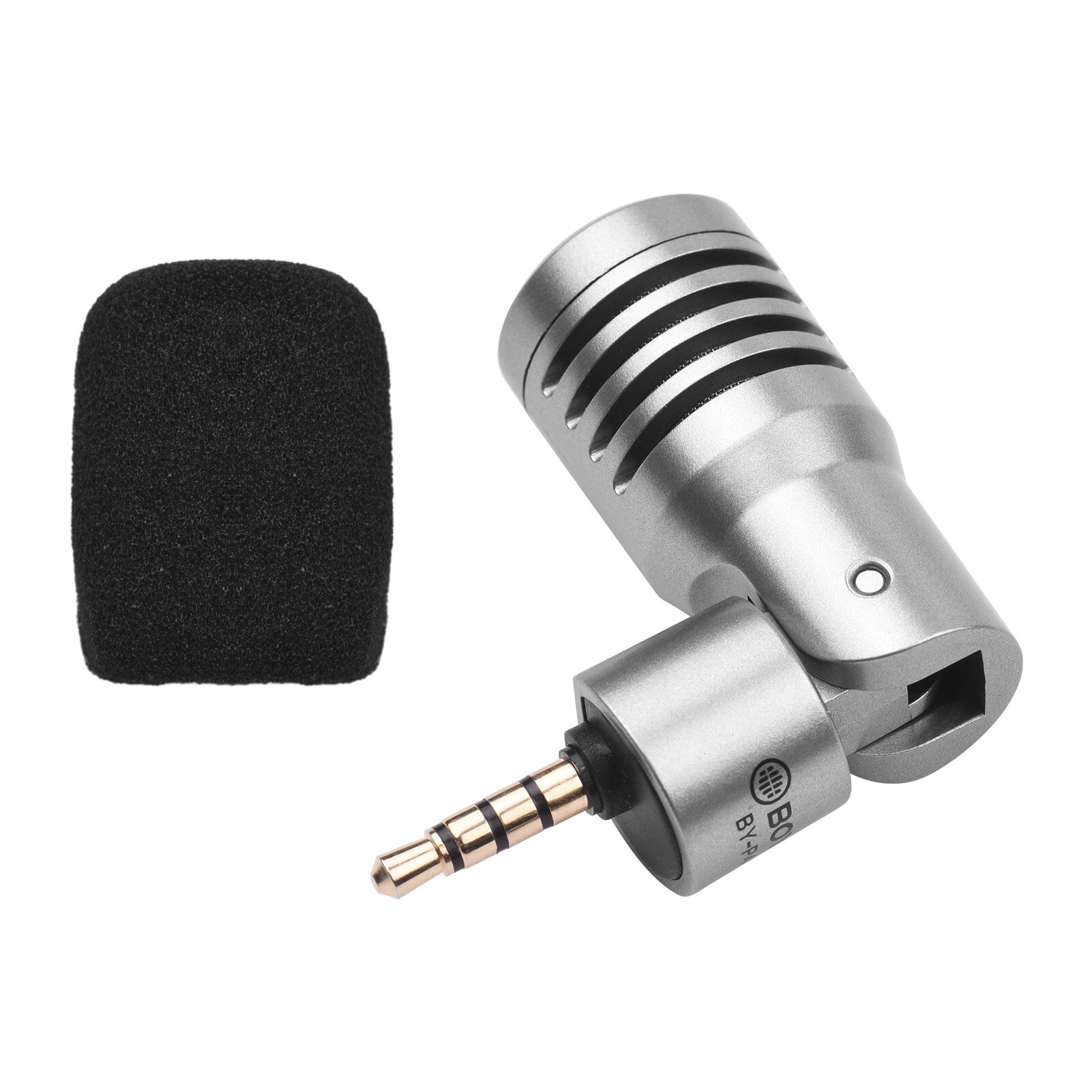 BOYA BY-P4 Микрофон Конденсаторный Всесторонний Миниатюрный с Ветровым Фильтром Разъем 3.5mm TRRS для Смартфонов Планшетов Ноутбуков Влогов Съемки Лайв Стримов Интервью Silver 1 Шт