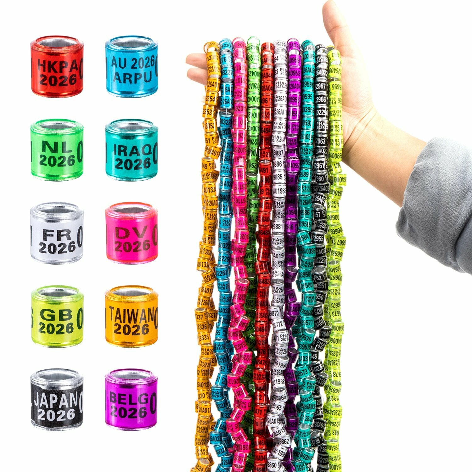 2026 Название страны Кольца для ног голубя Внутренний диаметр 8 мм Алюминиевые кольца для обучения попугаев и перепелов Птица Идентификация Кольца для ног Случайный номер 50 шт.