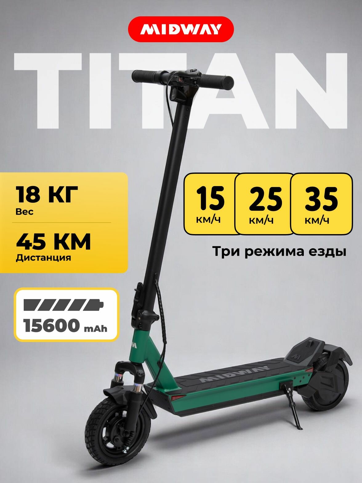 Электросамокат MIDWAY TITAN самокат электрический взрослый и подростковый