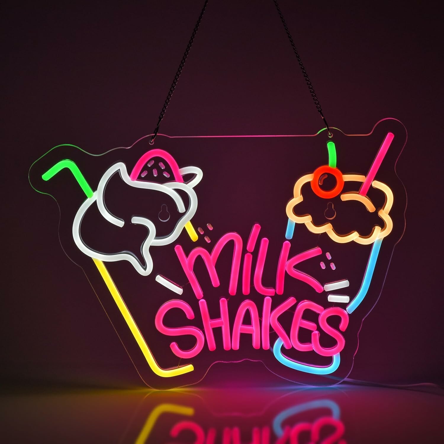 Неоновая вывеска 'Milk Shakes'