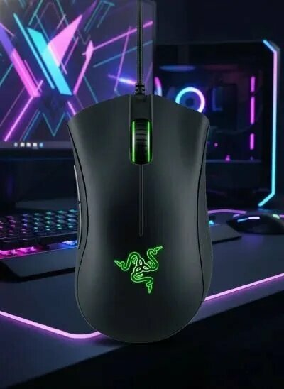 Игровая мышь проводная DeathAdder Essential, белый, черный
