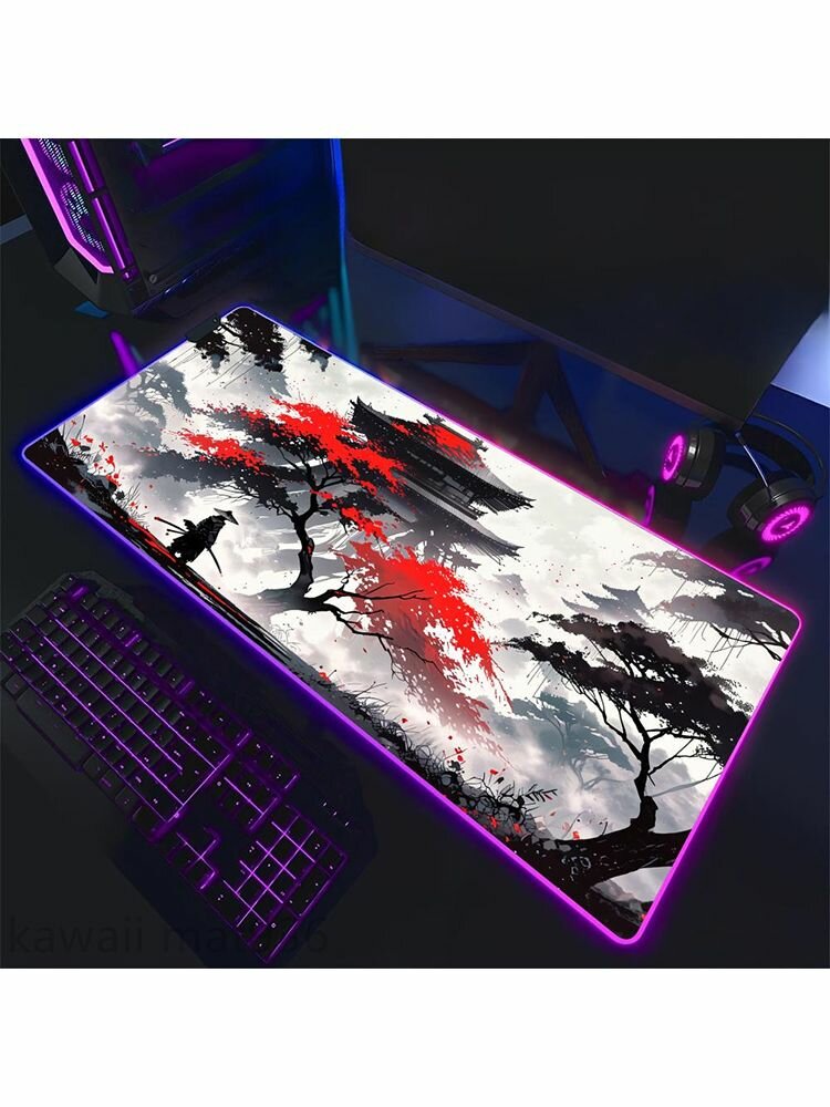 Коврик для мыши "RGB LED Samurai", игровой, с подсветкой, нескользящий, 40 см x 90 см