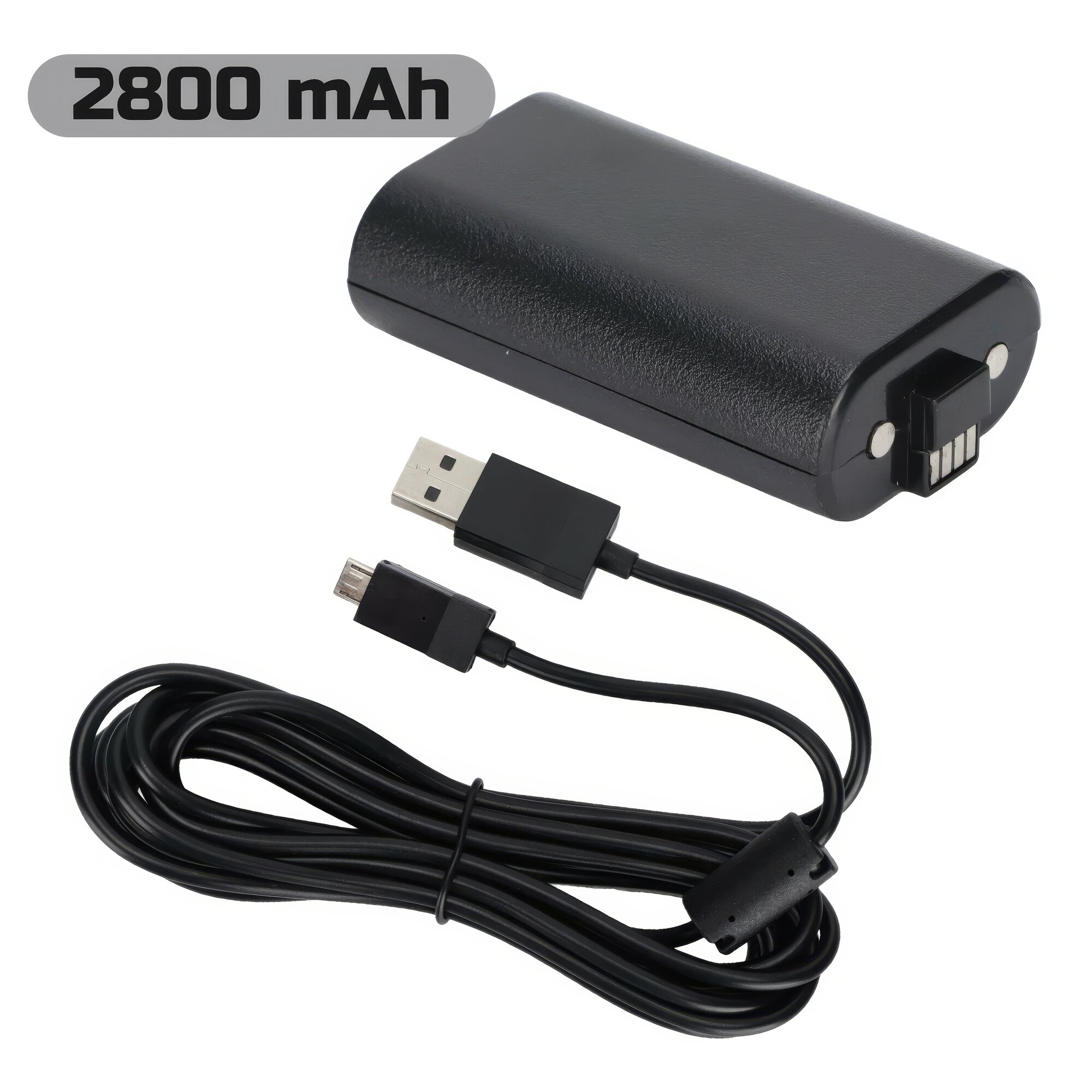 Аккумулятор для геймпада джойстика Xbox ONE/One S/X, 2800mAh, с кабелем, черный