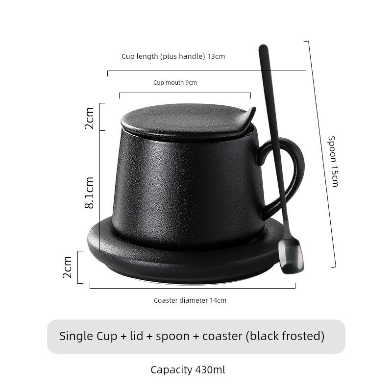 Матовая керамическая скандинавская минималистичная ручная чашка для кофе с керамической подставкой, крышкой и