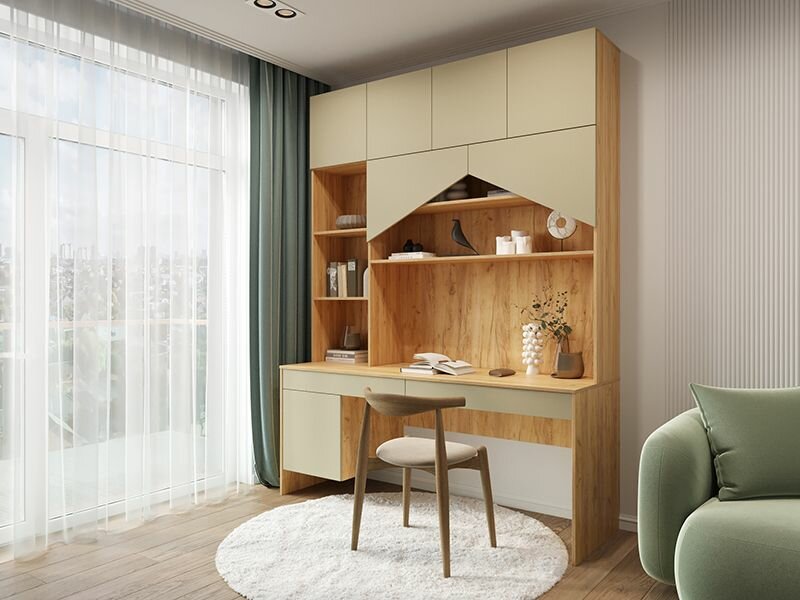 Компьютерный стол "Дилар 12" 180х240х60 Дуб крафт золотой / Мокко