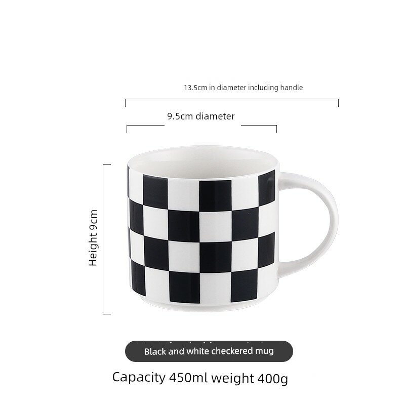 Набор керамических кружек в клетку, стильные парные чашки для воды, креативные дизайнерские кофейные чашки для женщин,