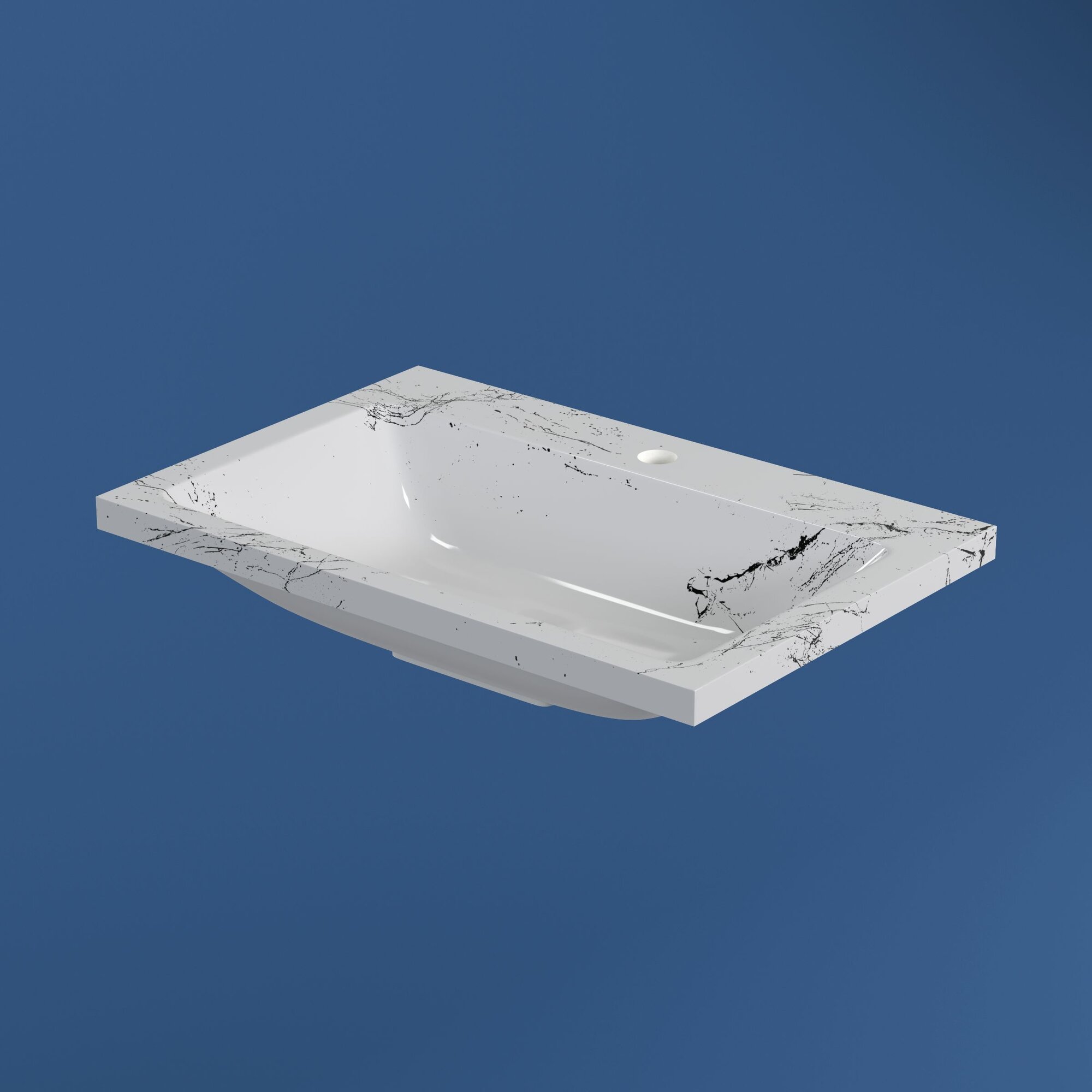 Накладная мебельная раковина Океан 60 белый мрамор