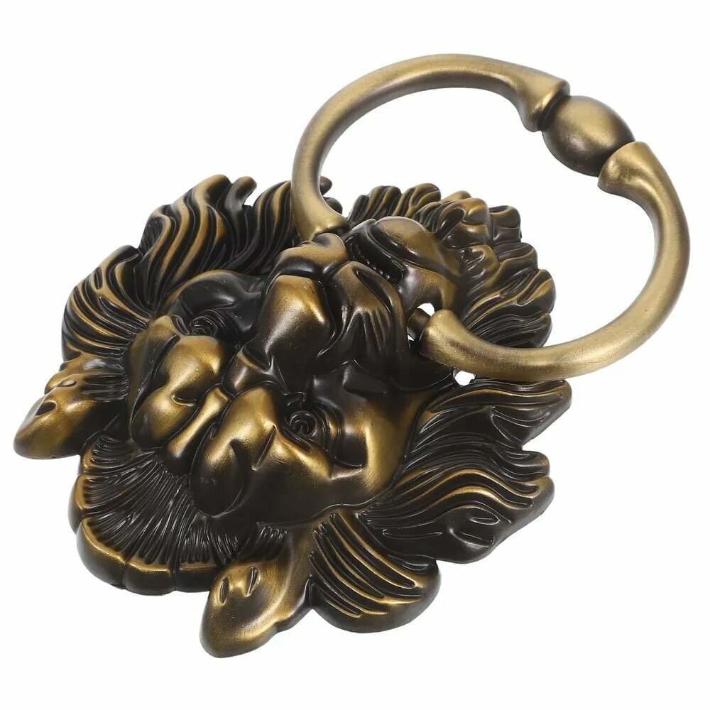 Металлическая дверная ручка с львиной головой и кольцом из цинкового сплава для мебели и входных дверей