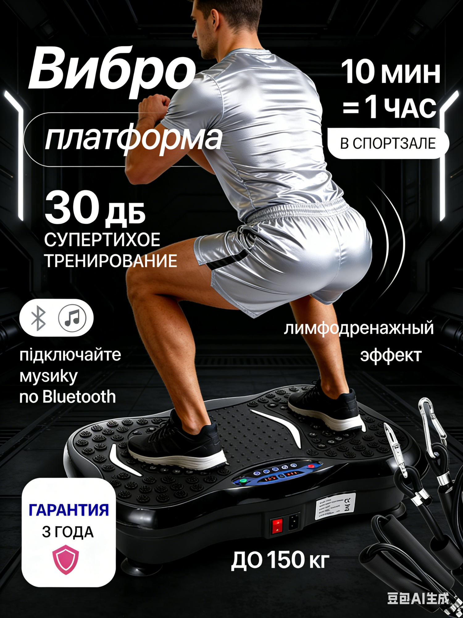 Вибрационная платформа-дрябломассажер для похудения и фитнеса, максимальная нагрузка — до 150 кг