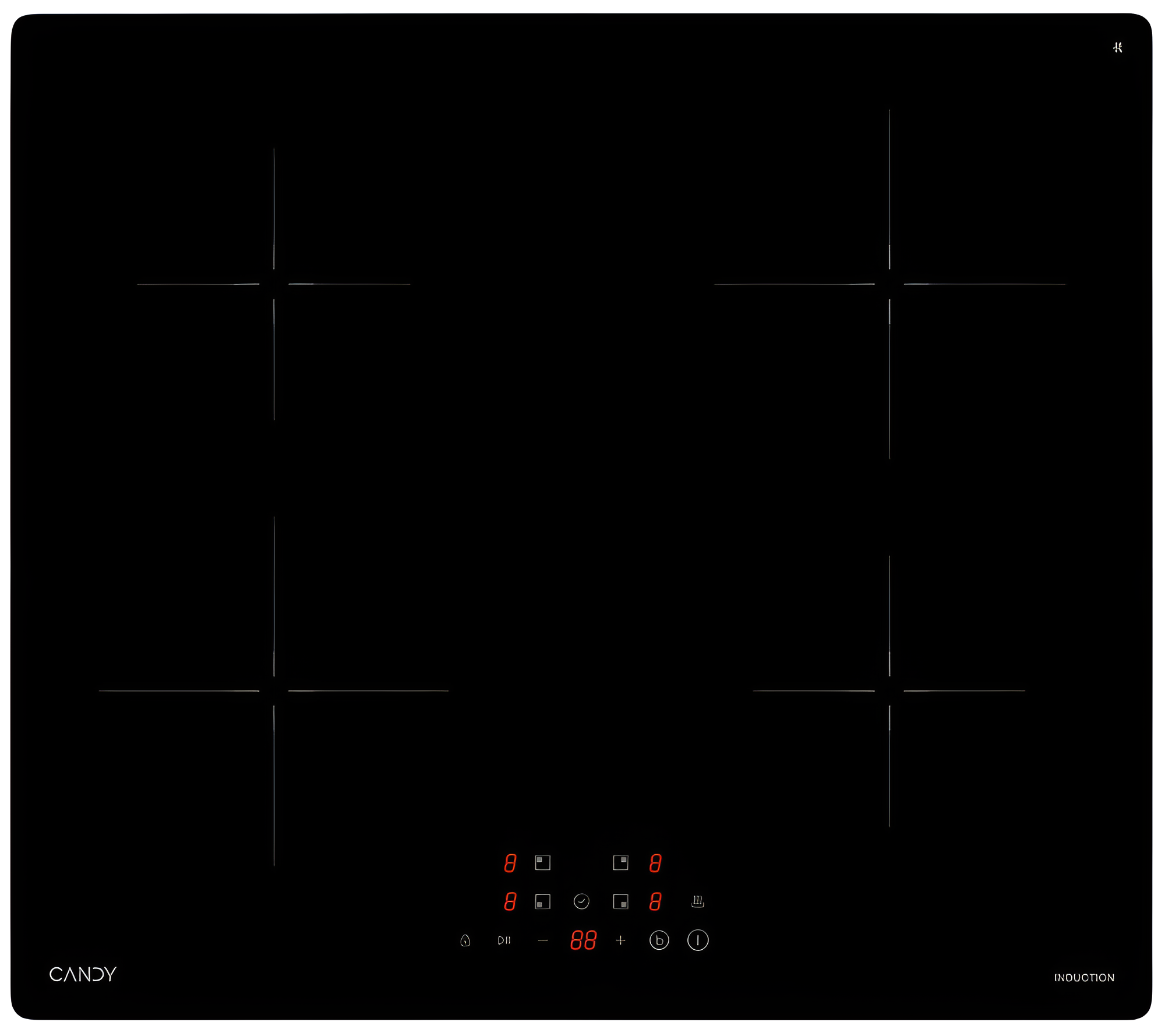Индукционная варочная поверхность Candy CHXY64NB конфорок - 4 шт, панель - стеклокерамика, 7000 Вт