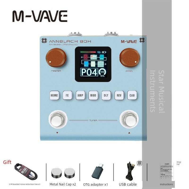 Цифровой комплексный процессор эффектов для электрогитары и бас-гитары M-VAVE Blackbox, компактная звуковая карта для