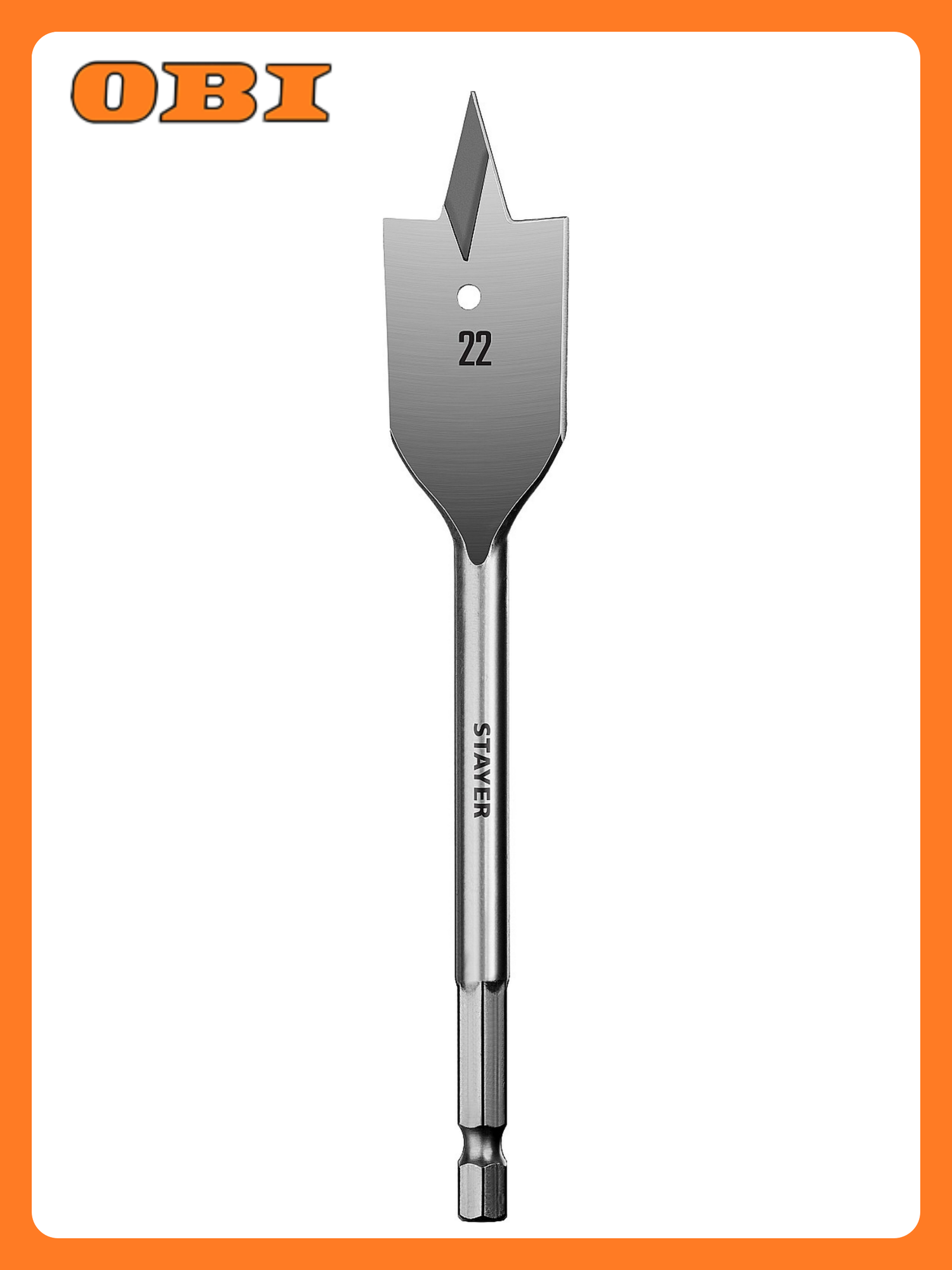 Сверло STAYER, перьевое, сталь 45, шестигранный хвостовик, 22x152мм