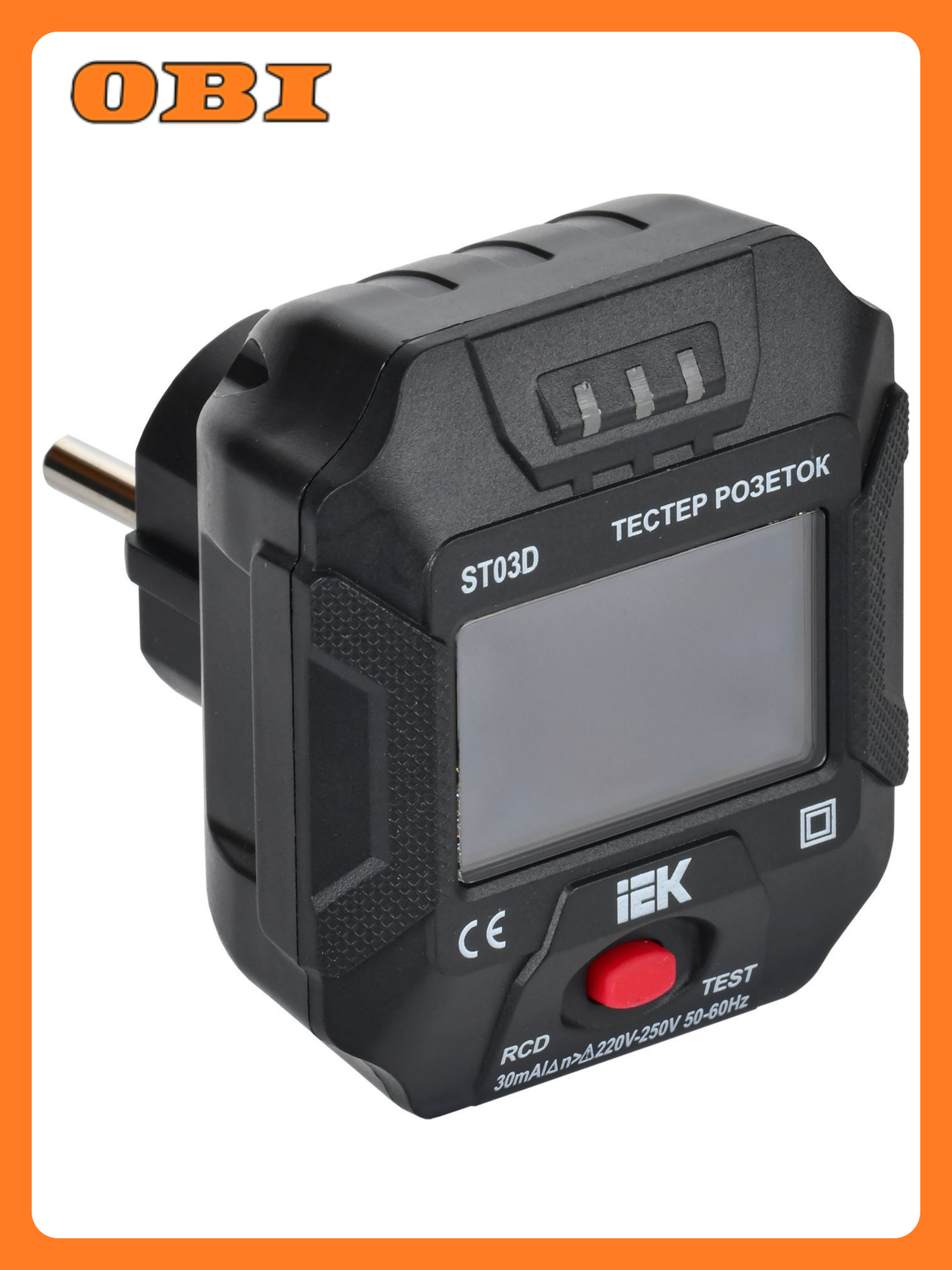 Тестер розеток IEK ST03D ARMA2L, цифровой, с подсветкой дисплея